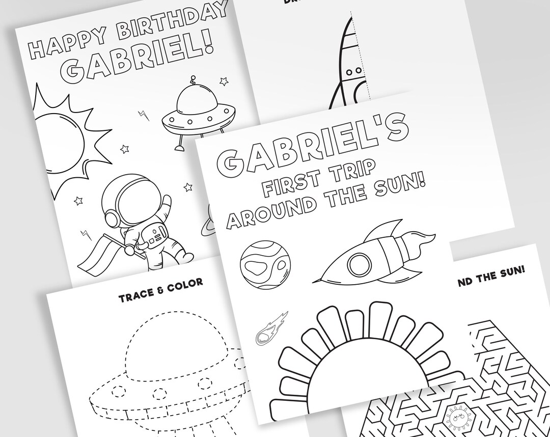 Printable Space Birthday Party Coloring Pages, First Trip Around the ...