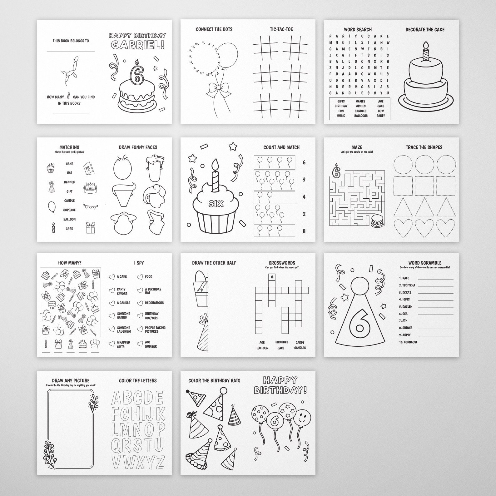 Printable Birthday Activity Booklet Birthday Activities for - Etsy