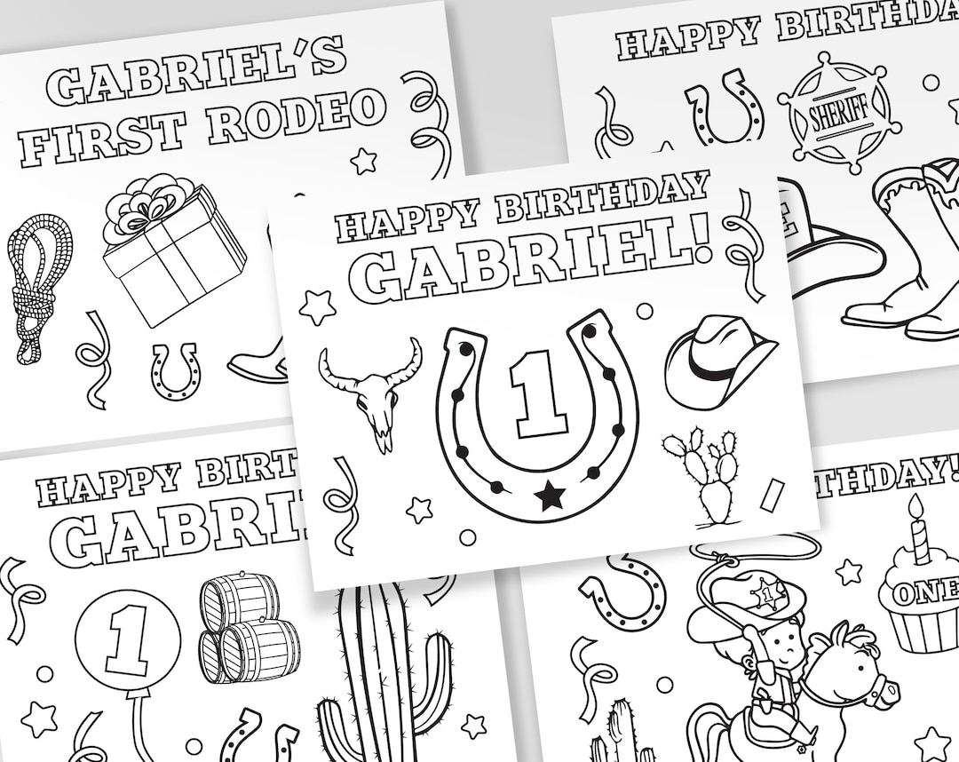 First Rodeo Birthday Coloring Pages, Western Birthday Party Sheets, My ...