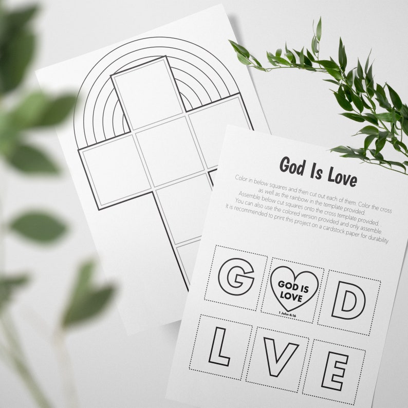 God is Love Craft, Printable God is Love Coloring, Classroom Kids Bible ...