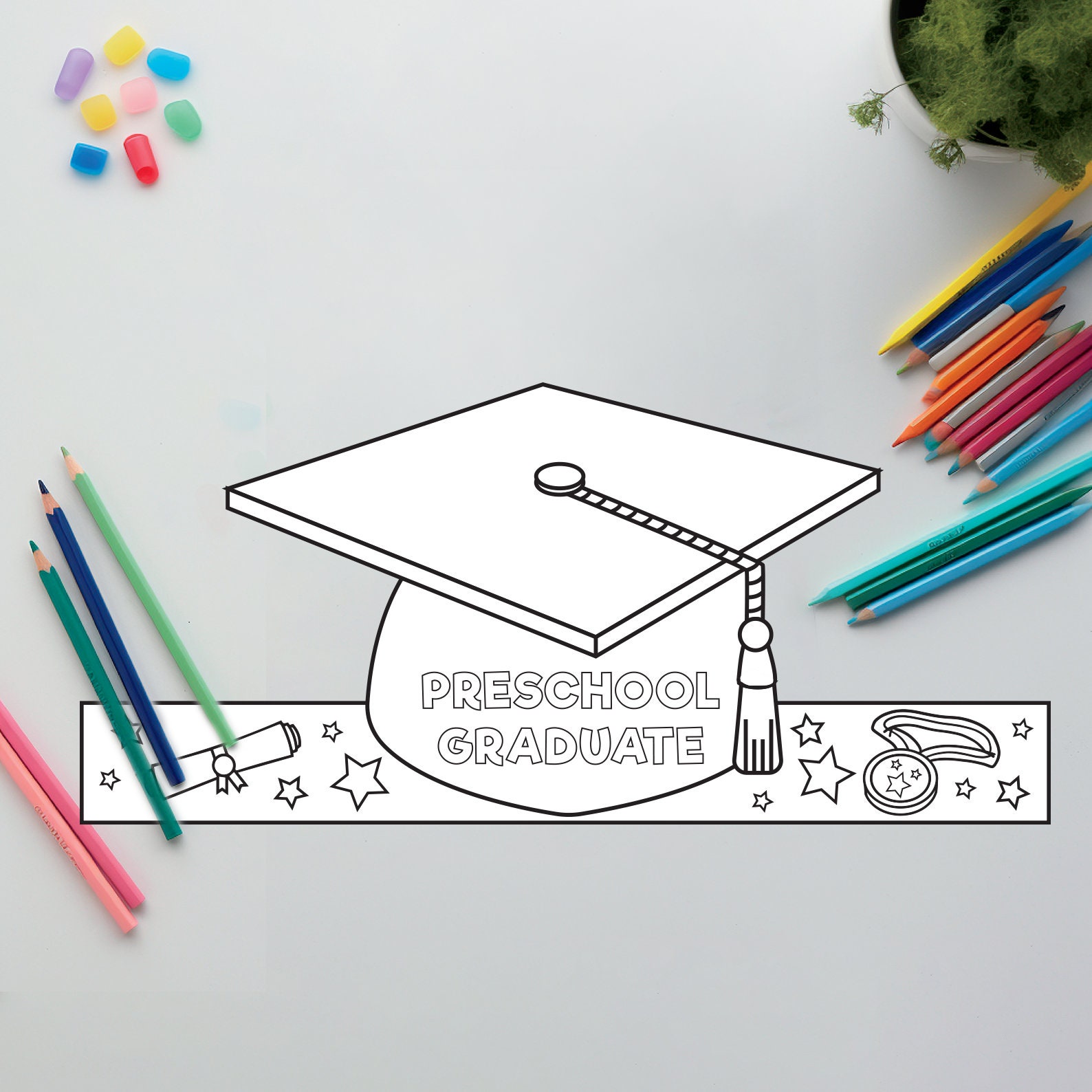 Preschool Graduate Hat Printable Crown, Paper Hat Craft, Preschool ...