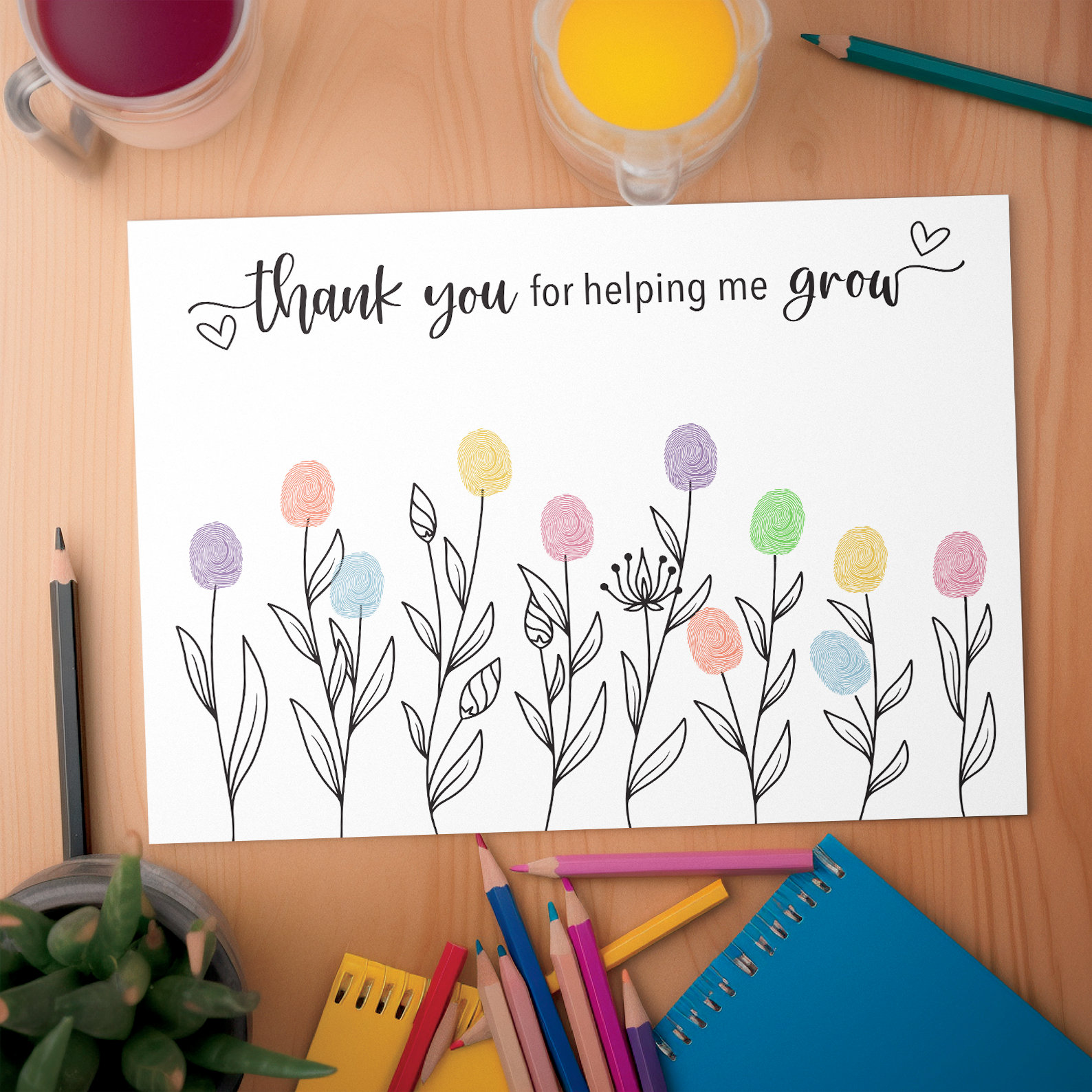 Teacher Appreciation Gift, Fingerprint Crafts, Teacher Thank You Gift ...