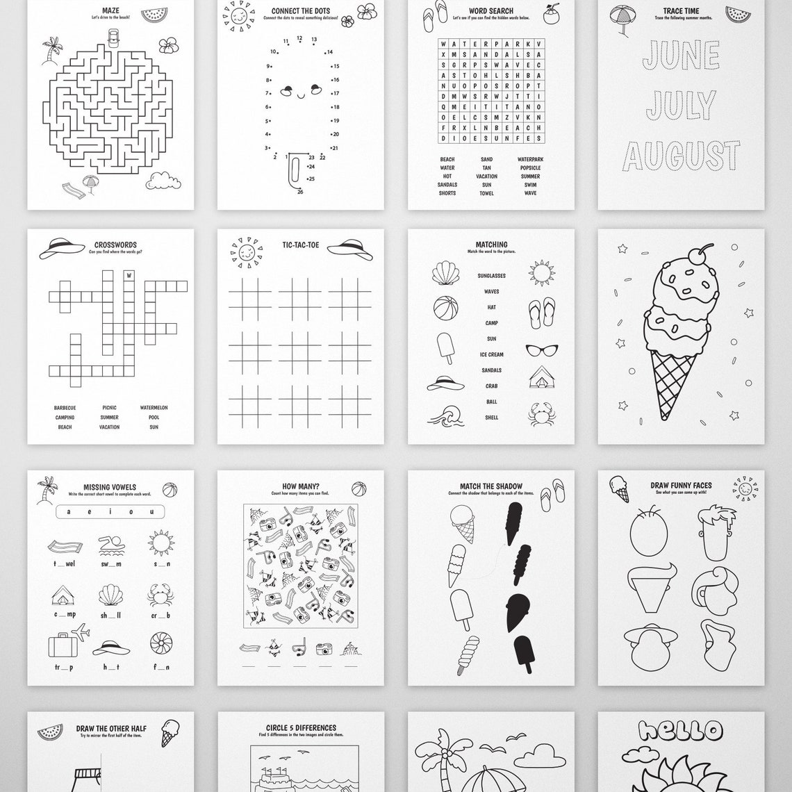 25 Printable Summer Activities Printable Activities Sheets - Etsy