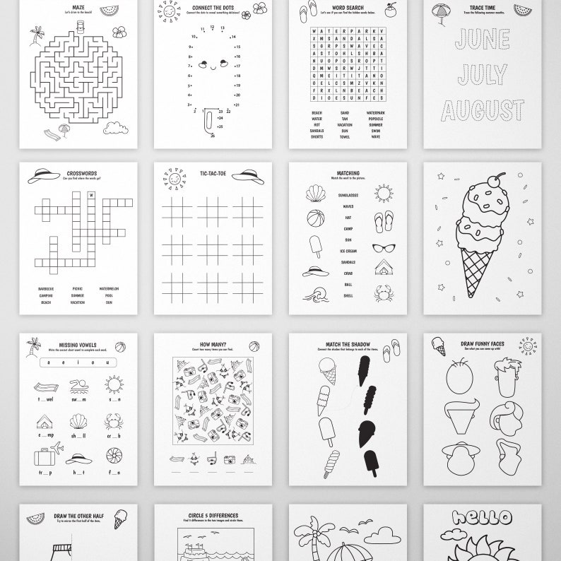 25 Printable Summer Activities Printable Activities Sheets - Etsy