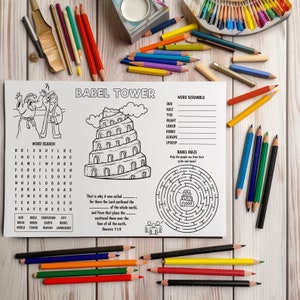 Tower of Babel Activity Placemat, Sunday School Crafts, Kids ...