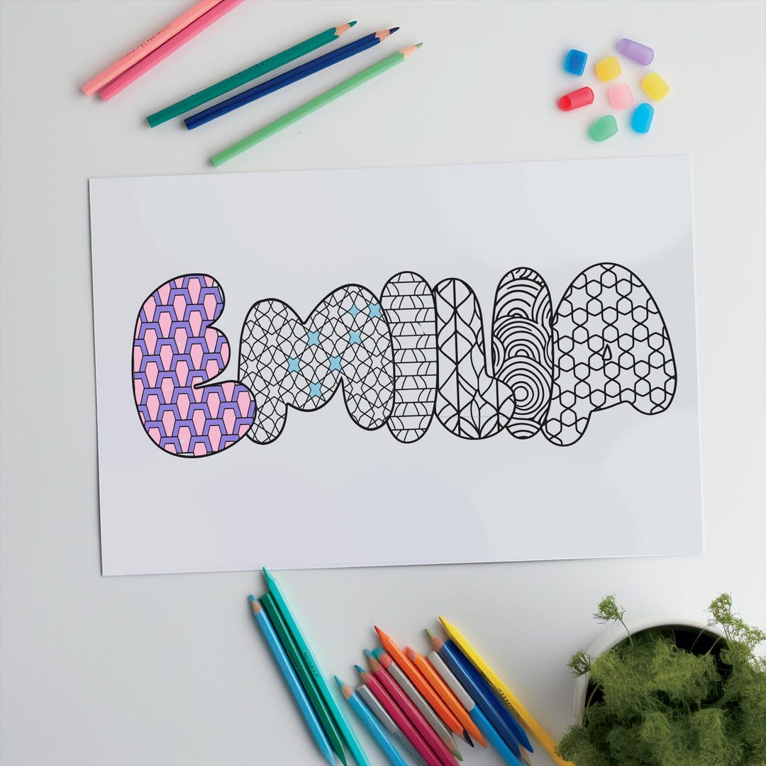 Printable Custom Name Coloring Page, Custom Name Sheet, Geometric ...