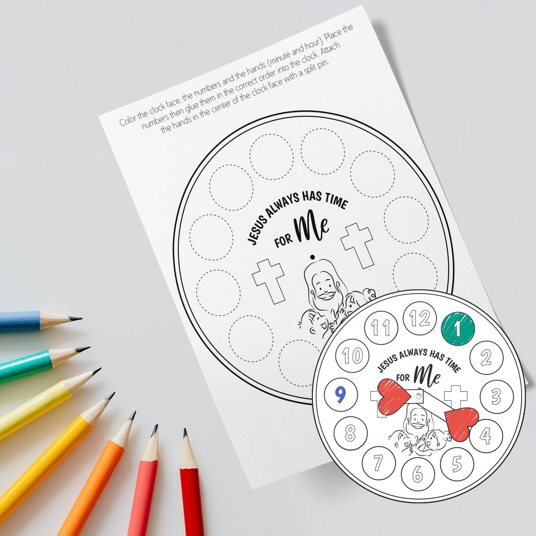 Jesus Has Time for Me Coloring Craft, Printable Biblical Clock Activity ...