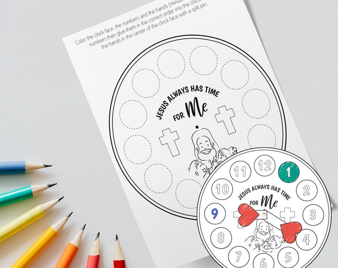 Jesus Has Time for Me Coloring Craft, Printable Biblical Clock Activity, Christianity Crafts for ...