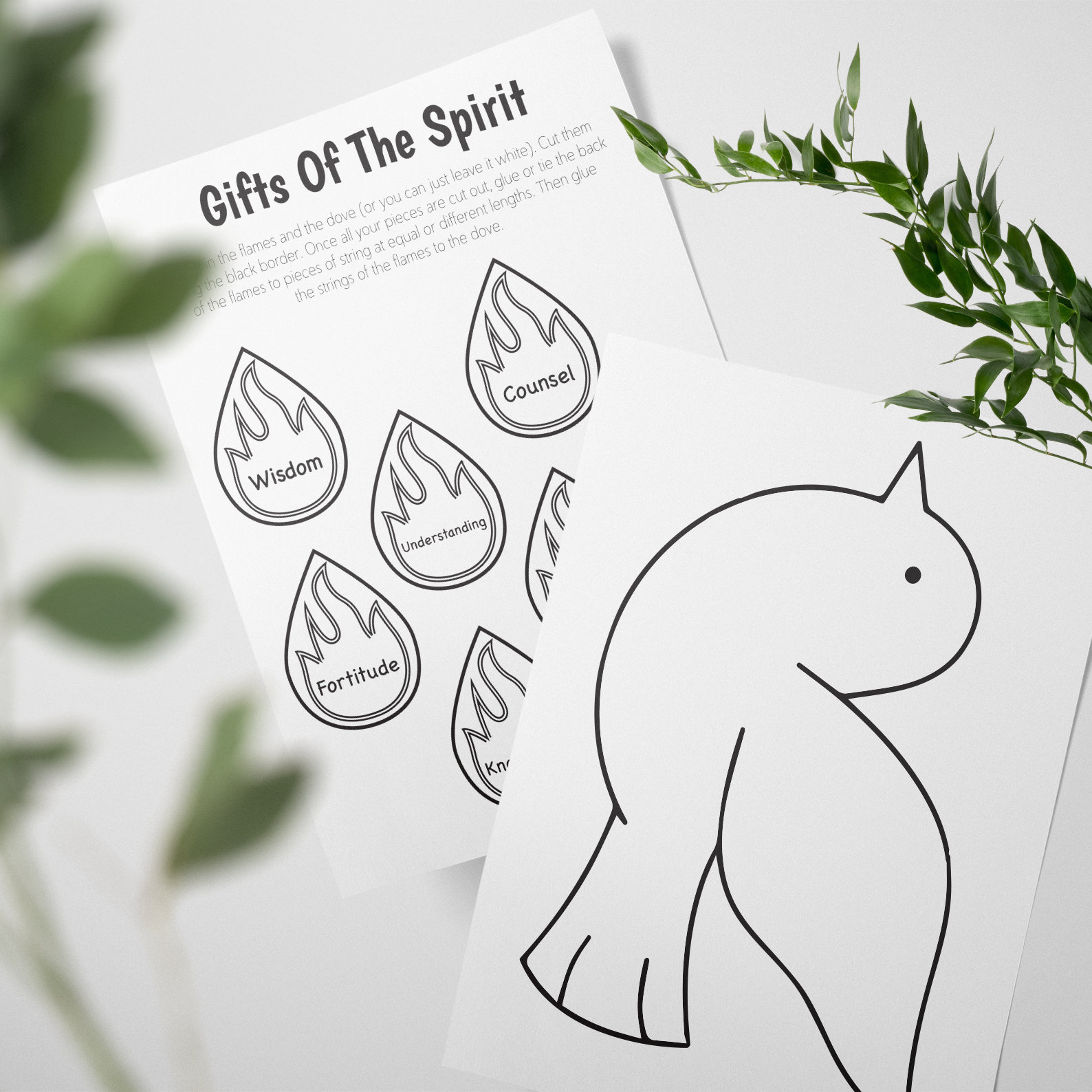 Gifts of the Spirit Coloring, Printable Sunday School Craft, Bible ...