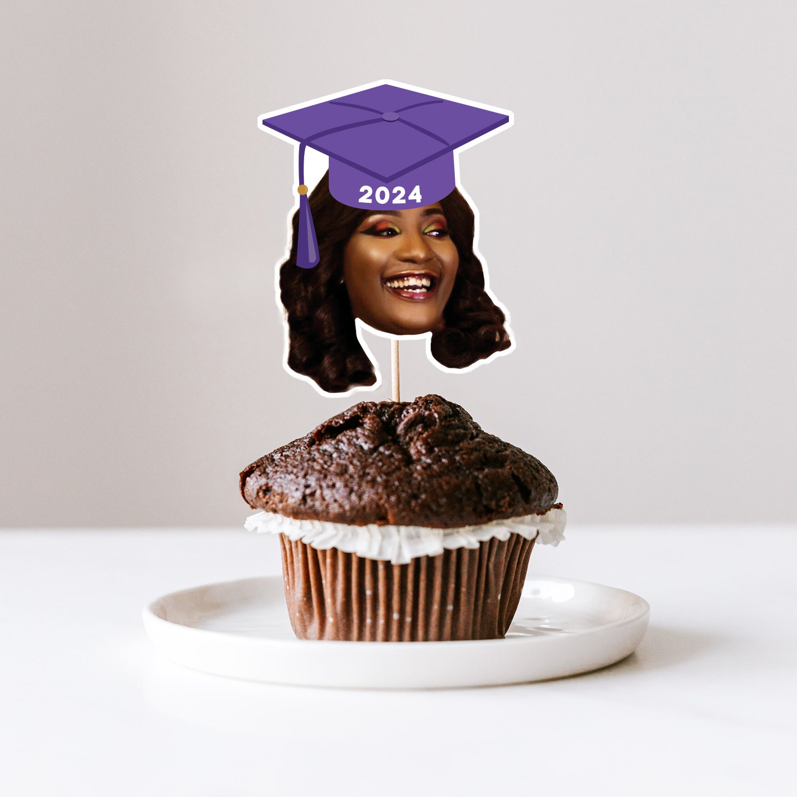 Graduation Face Photo Cupcake Toppers, Personalized Graduation Party ...