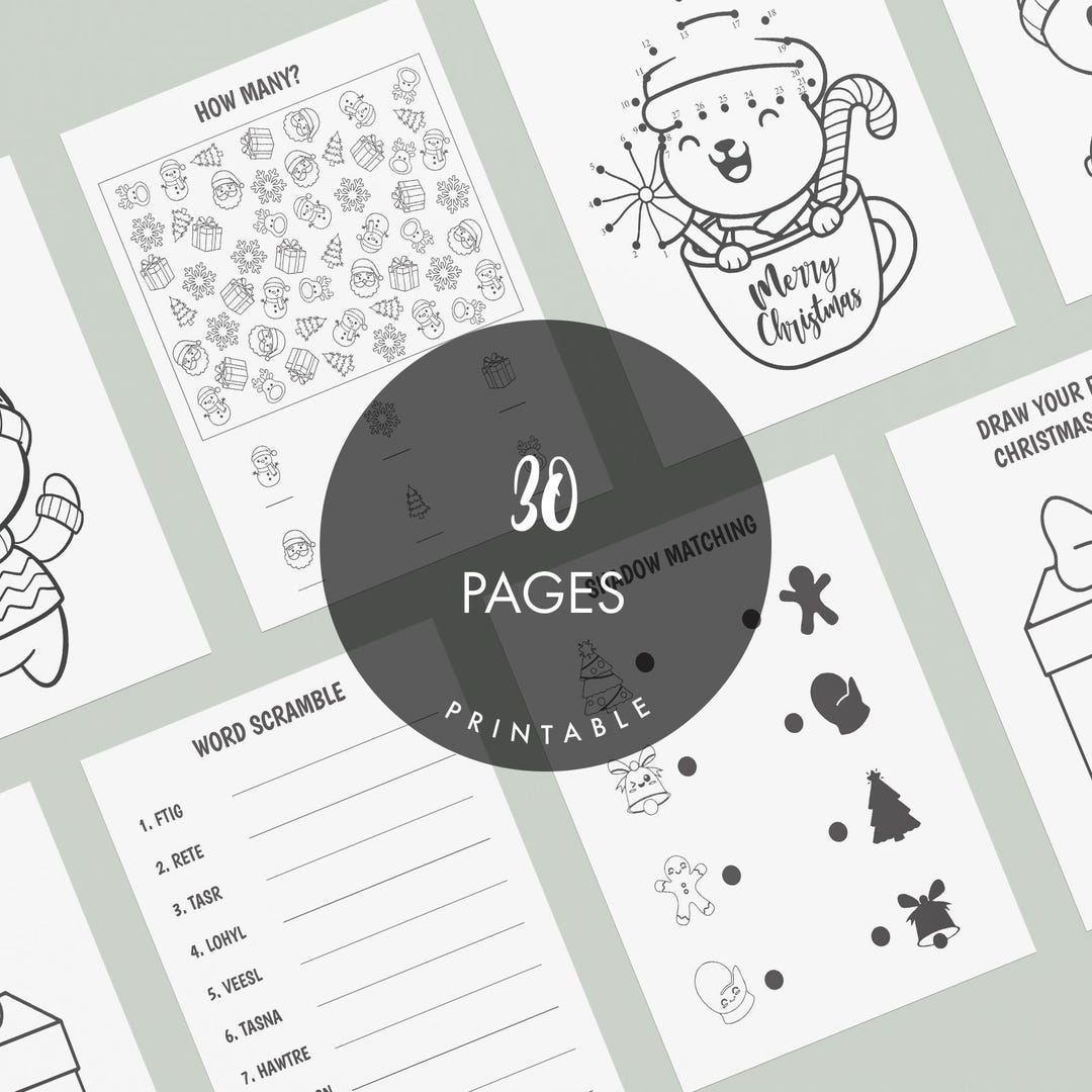 30 Printable Christmas Activities, Holiday Activities Sheets, Kids ...