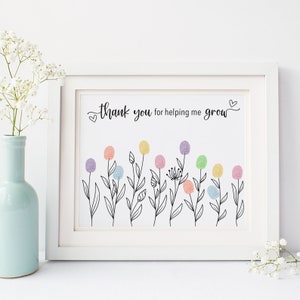 Teacher Appreciation Gift, Fingerprint Crafts, Teacher Thank You Gift ...