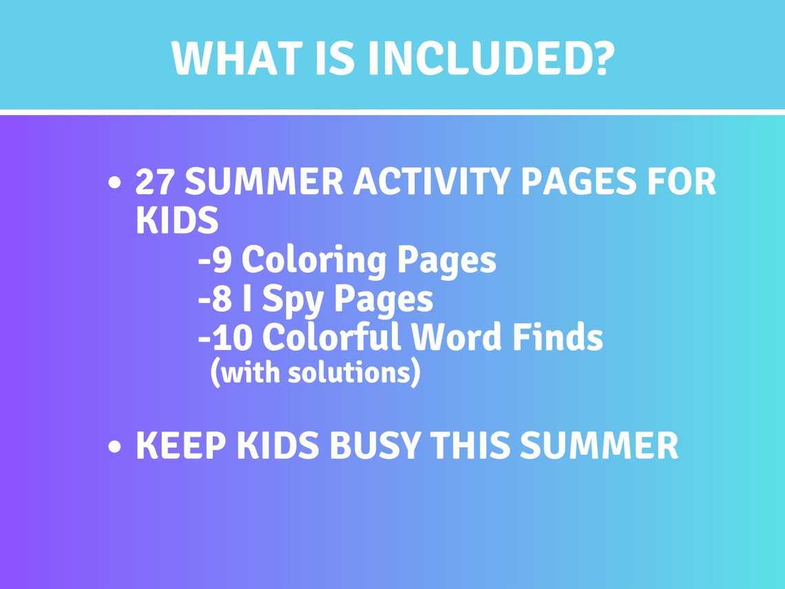 27 Summer Kids Activities, Summer Camp Activity, Printable Activity ...