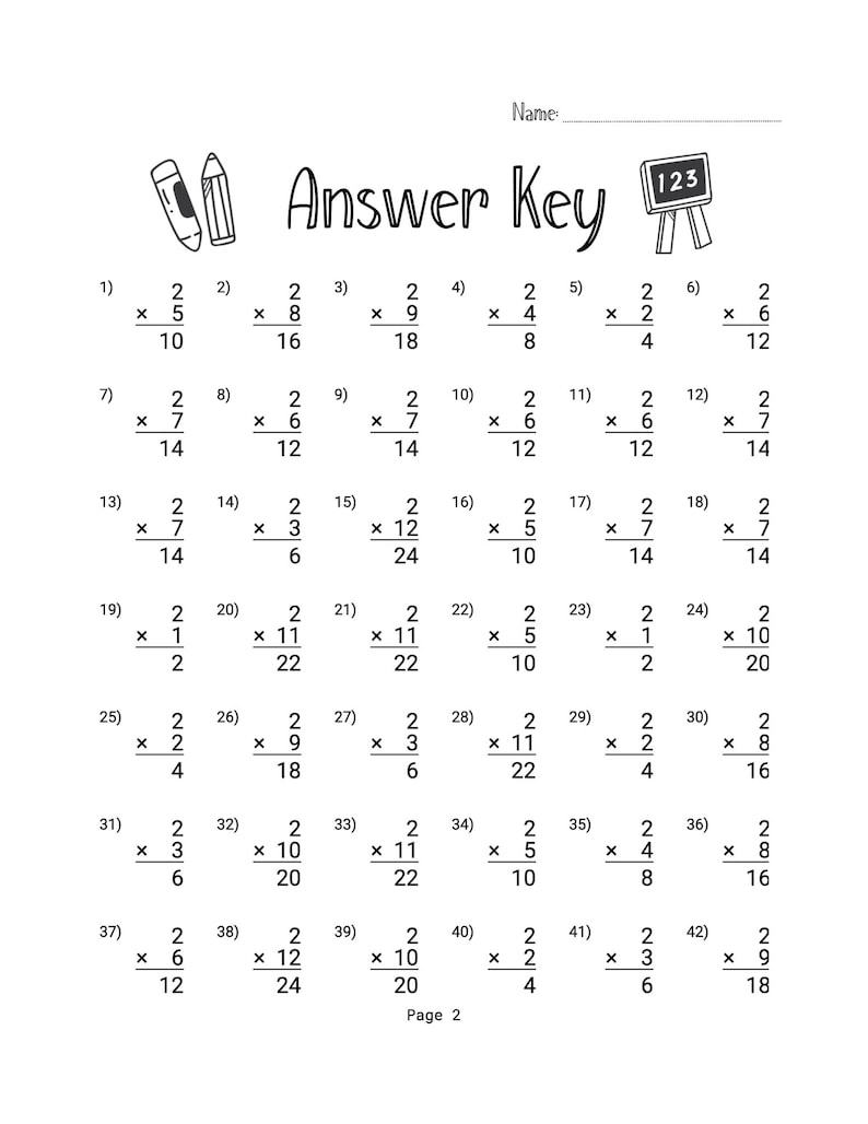 12 Printable Multiplication Worksheets. Numbers 1-12. Answer Key ...