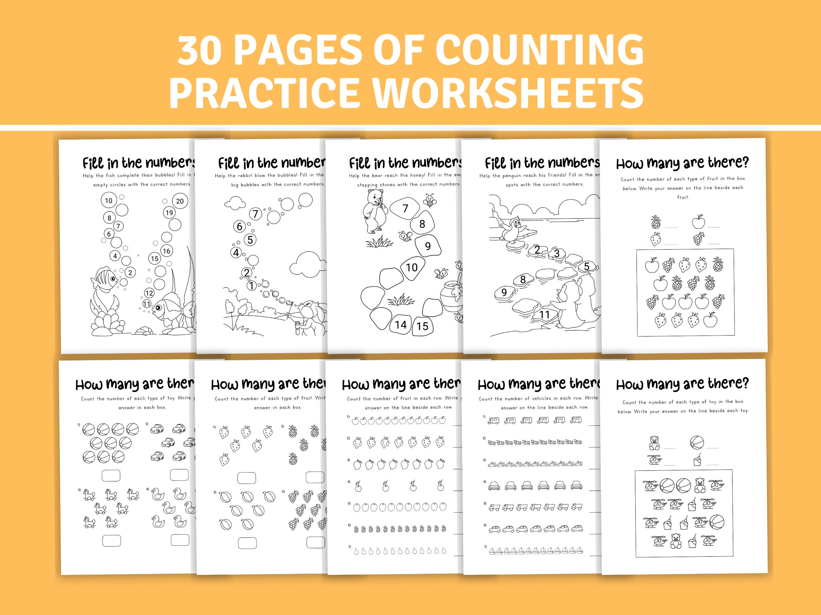 30 Printable Counting Practice Worksheets. Math Worksheets Kids ...