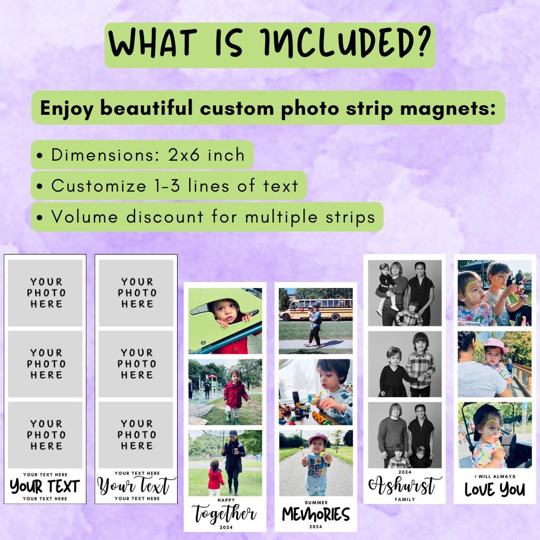Custom Photo Strips Magnets, Photo Magnet, Photobooth, Custom Polaroid ...