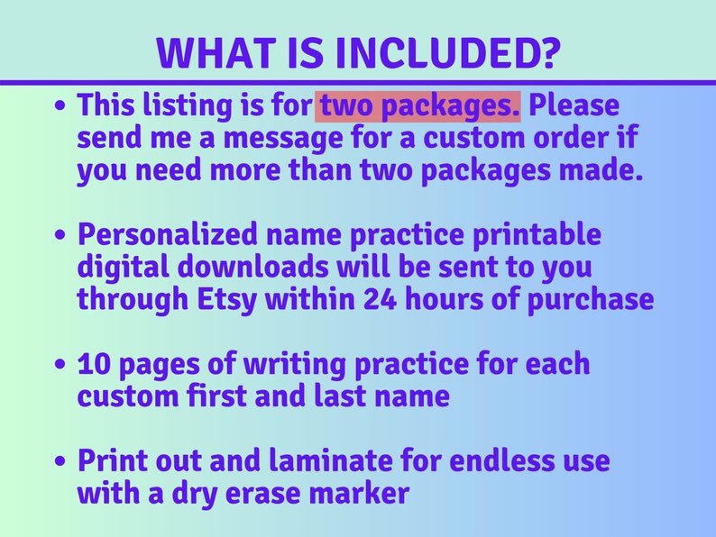 TWO PACKAGES: 10-page Printable Custom Name Tracing, Personalized Name ...