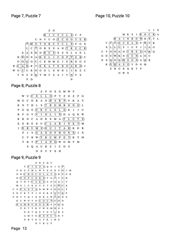 Word Searches for Kids, Fun Shapes, Easy to Read Font, 10 Word Searches ...