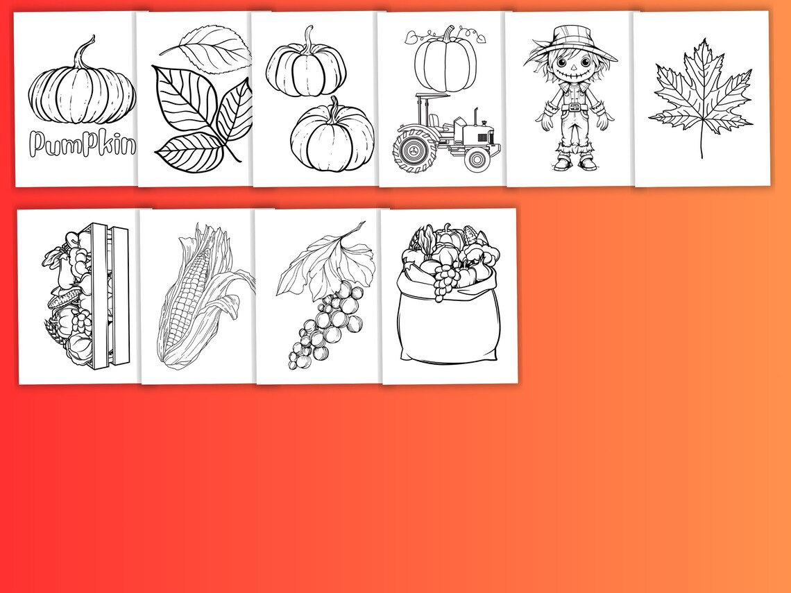 28 Fall/autumn Coloring Pages for Kids, Color, Printable, Digital ...