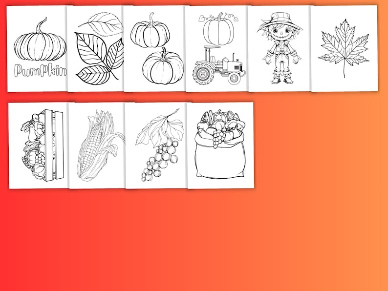 28 Fall/autumn Coloring Pages for Kids, Color, Printable, Digital ...