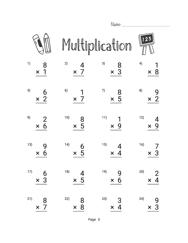 10 Printable Multiplication Worksheets. Numbers 1-9. Answer Key ...