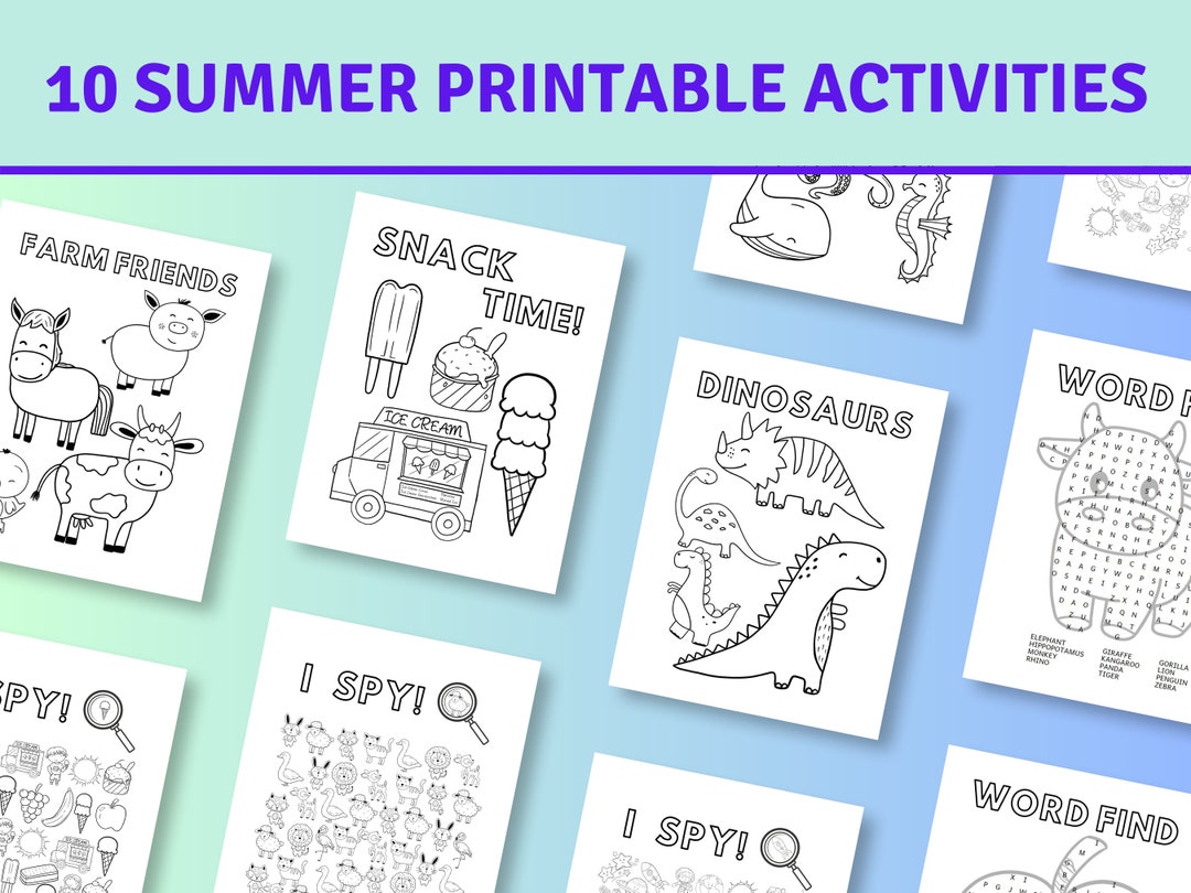 10 Summer Kids Activities, Summer Camp Activity, Printable Activity ...