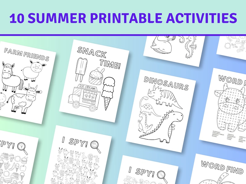 10 Summer Kids Activities, Summer Camp Activity, Printable Activity ...