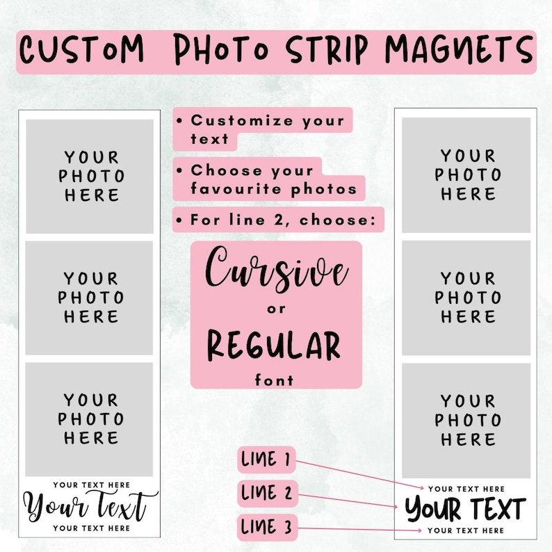 Custom Photo Strips Magnets, Photo Magnet, Photobooth, Custom Polaroid ...