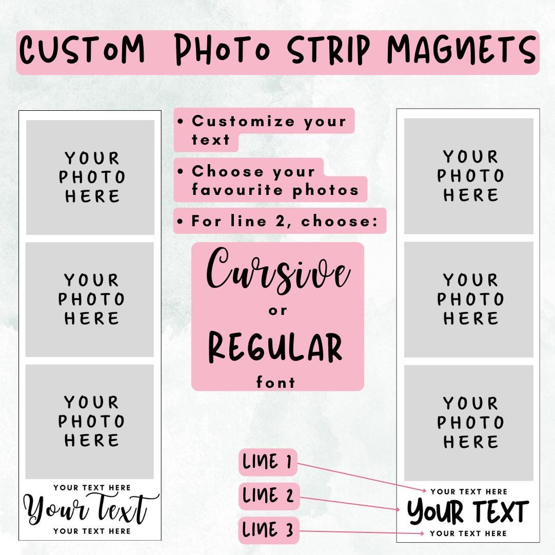 Custom Photo Strips Magnets, Photo Magnet, Photobooth, Custom Polaroid ...