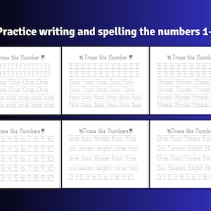 13 Page Printable Writing and Spelling Numbers 1-10, Trace Numbers ...