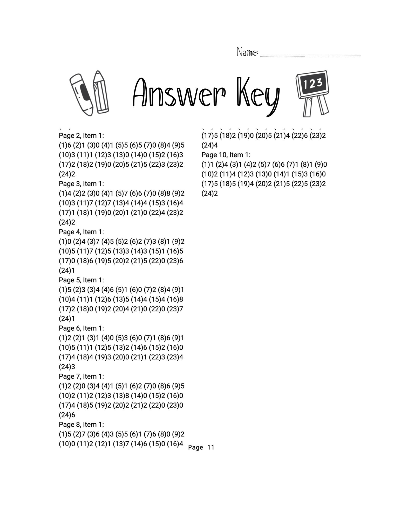 10 Printable Subtraction Worksheets. Numbers 1-9. Answer Key Included ...
