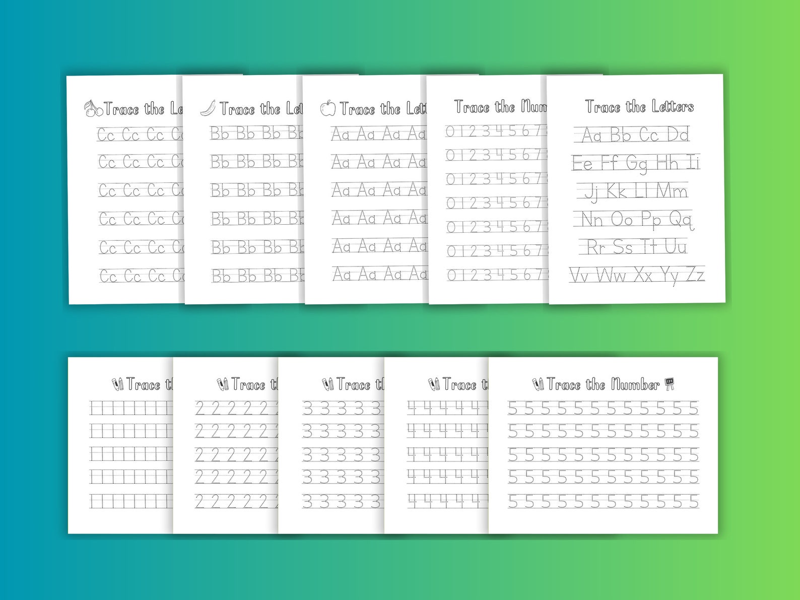 38 Page Printable Trace the Alphabet & Numbers 1-10, Trace Letters and ...