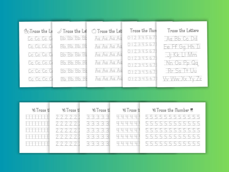 38 Page Printable Trace the Alphabet & Numbers 1-10, Trace Letters and ...