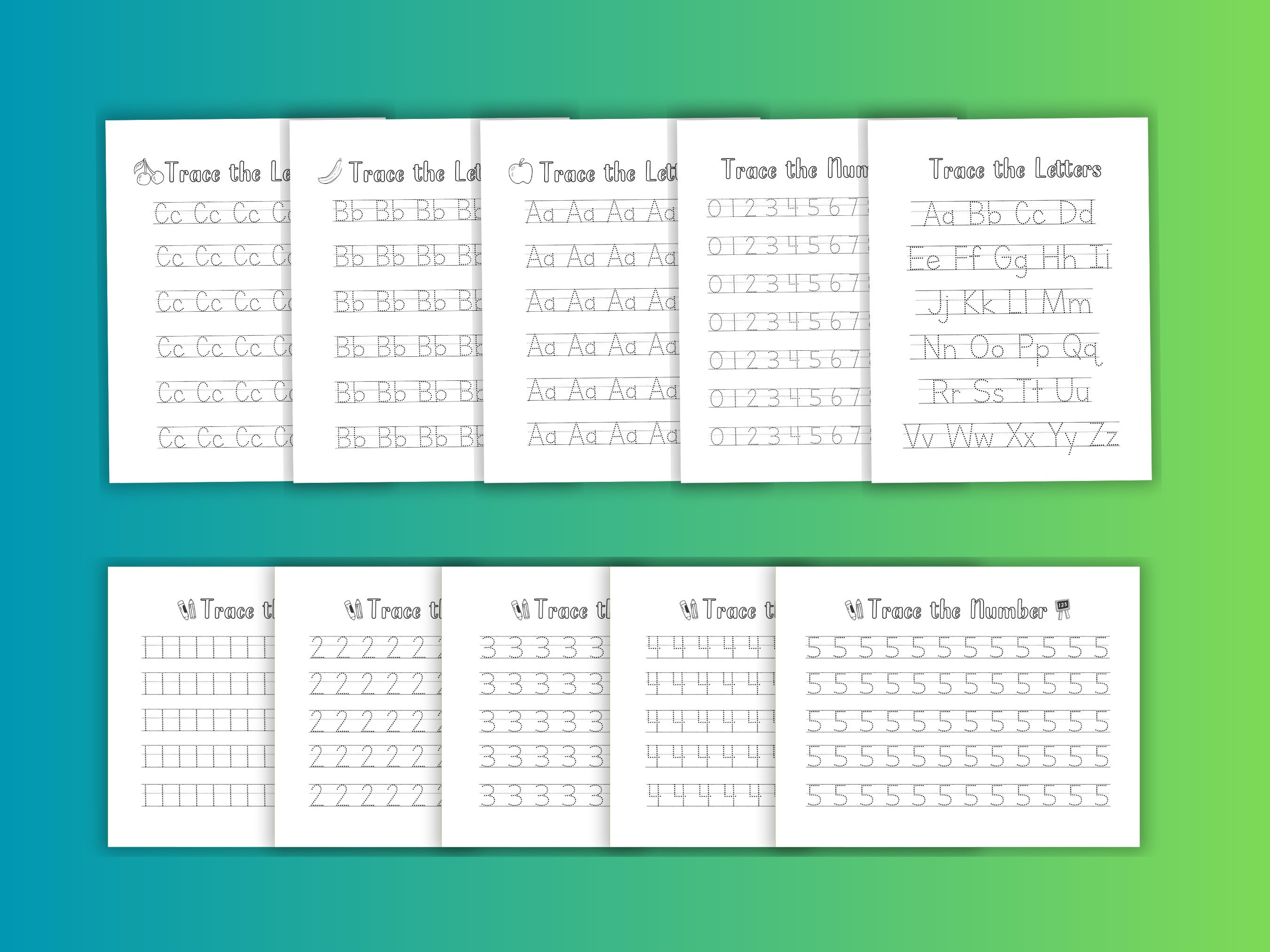 38 Page Printable Trace the Alphabet & Numbers 1-10, Trace Letters and ...