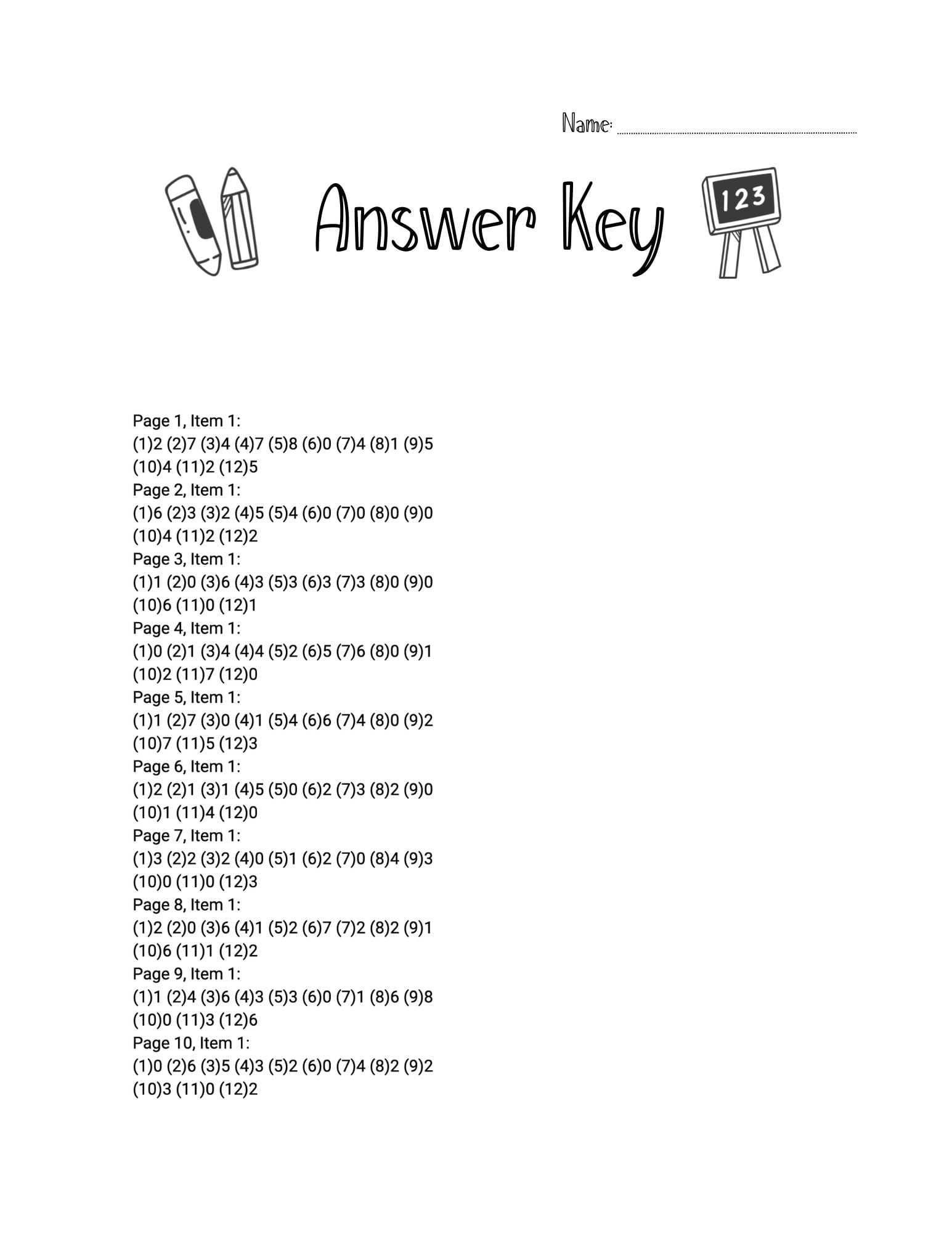 10 Printable Subtraction Worksheets. Numbers 1-9. Answer Key Included ...