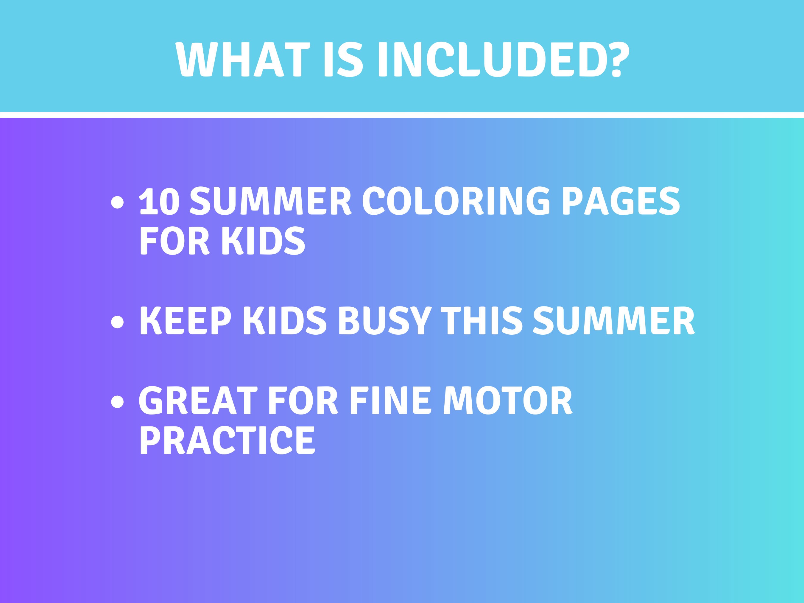 Summer Fun 10 Coloring Pages for Kids, Color, Printable, Digital ...