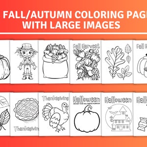 28 Fall/autumn Coloring Pages for Kids, Color, Printable, Digital ...