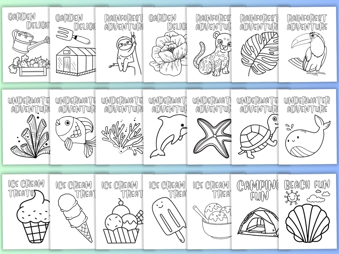Summer Fun 45 Coloring Pages for Kids, Color, Printable, Digital ...