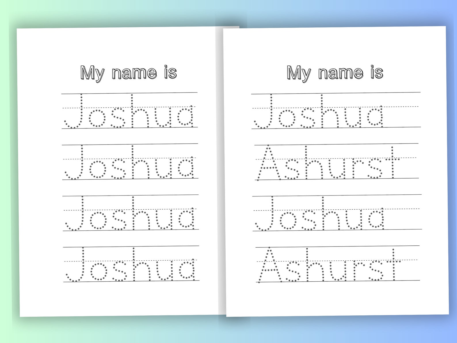 10-page Printable Custom Name Tracing, Personalized Name Tracing, Name ...