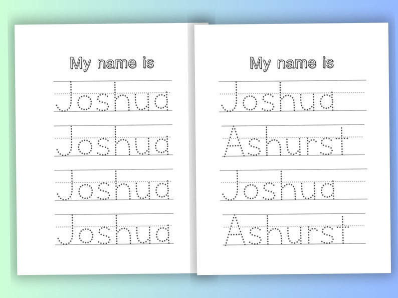 TWO PACKAGES: 10-page Printable Custom Name Tracing, Personalized Name ...