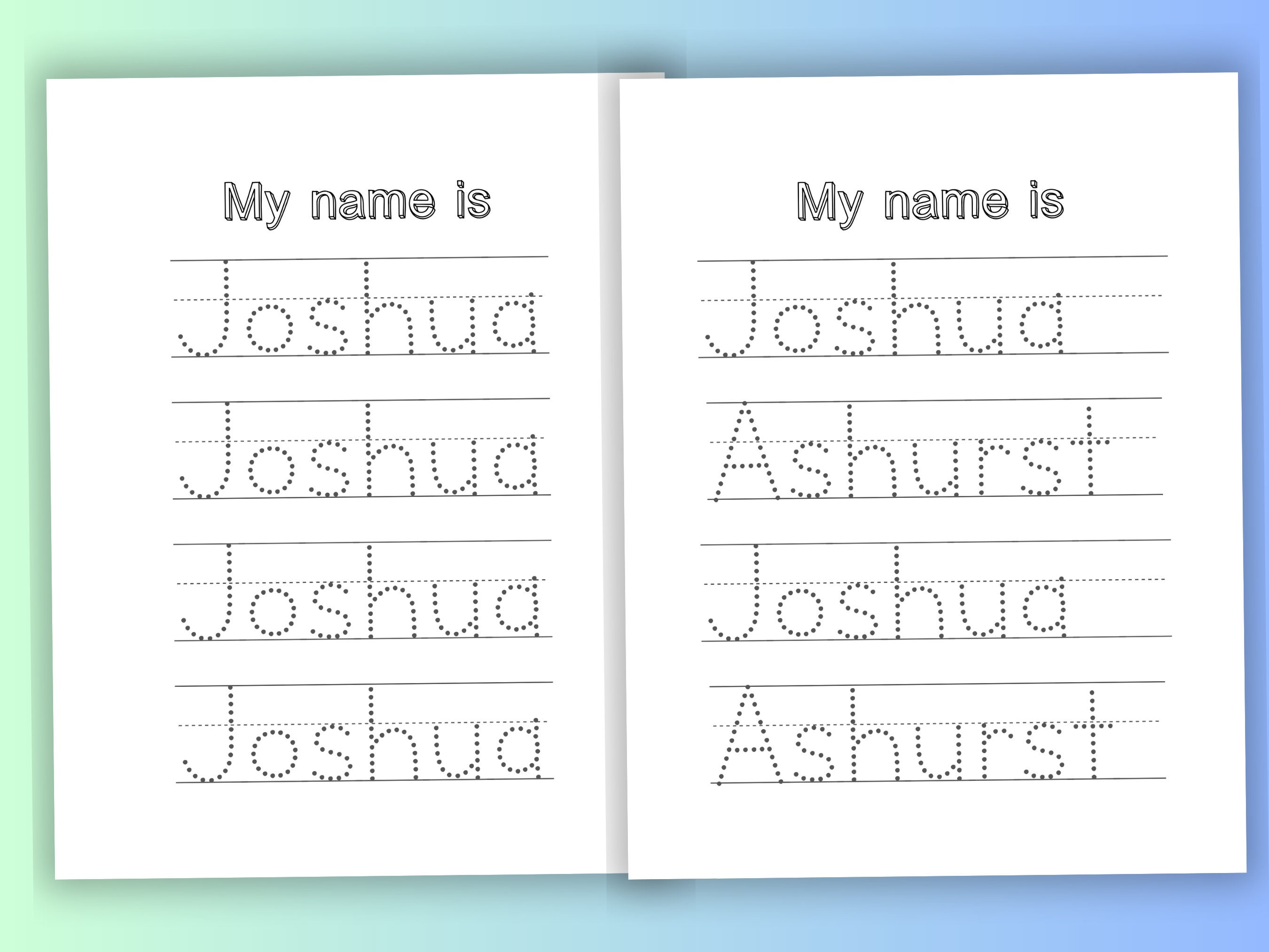 TWO PACKAGES: 10-page Printable Custom Name Tracing, Personalized Name ...