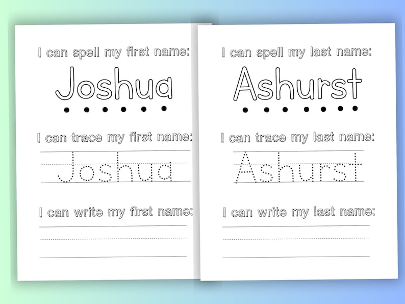 TWO PACKAGES: 10-page Printable Custom Name Tracing, Personalized Name ...