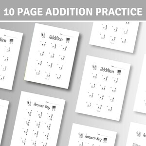 10 Printable Addition Worksheets. Numbers 1-9. Answer Key Included ...