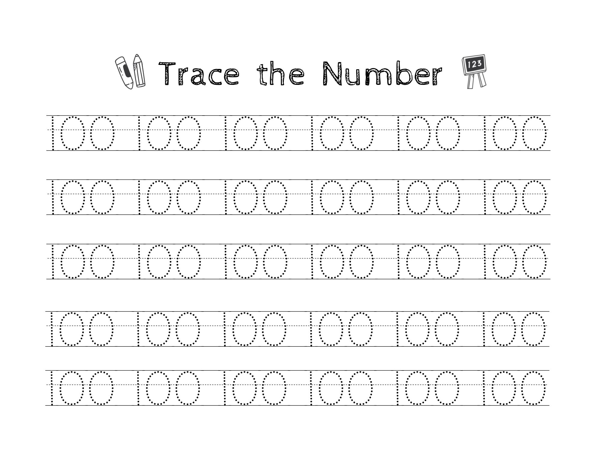 Numbers 0-100 Printable Tracing Worksheet, Numbers, Counting ...