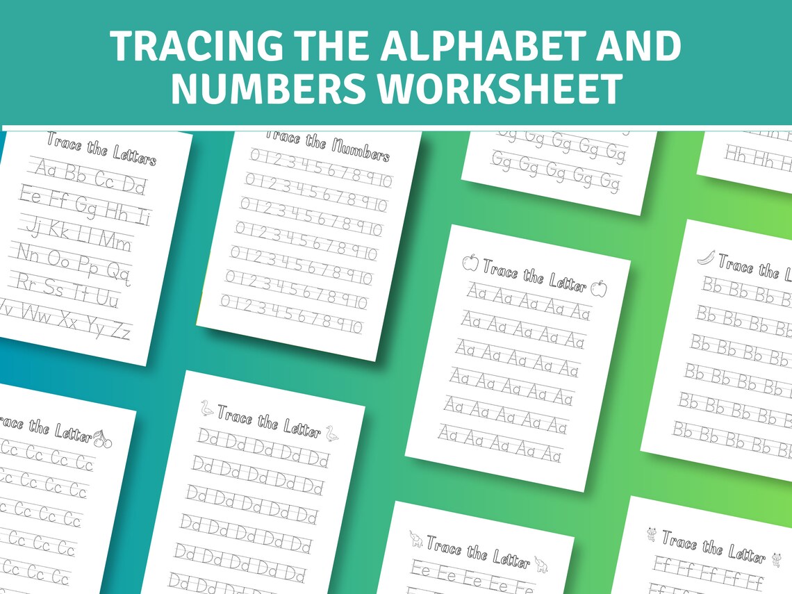 38 Page Printable Trace the Alphabet & Numbers 1-10, Trace Letters and ...