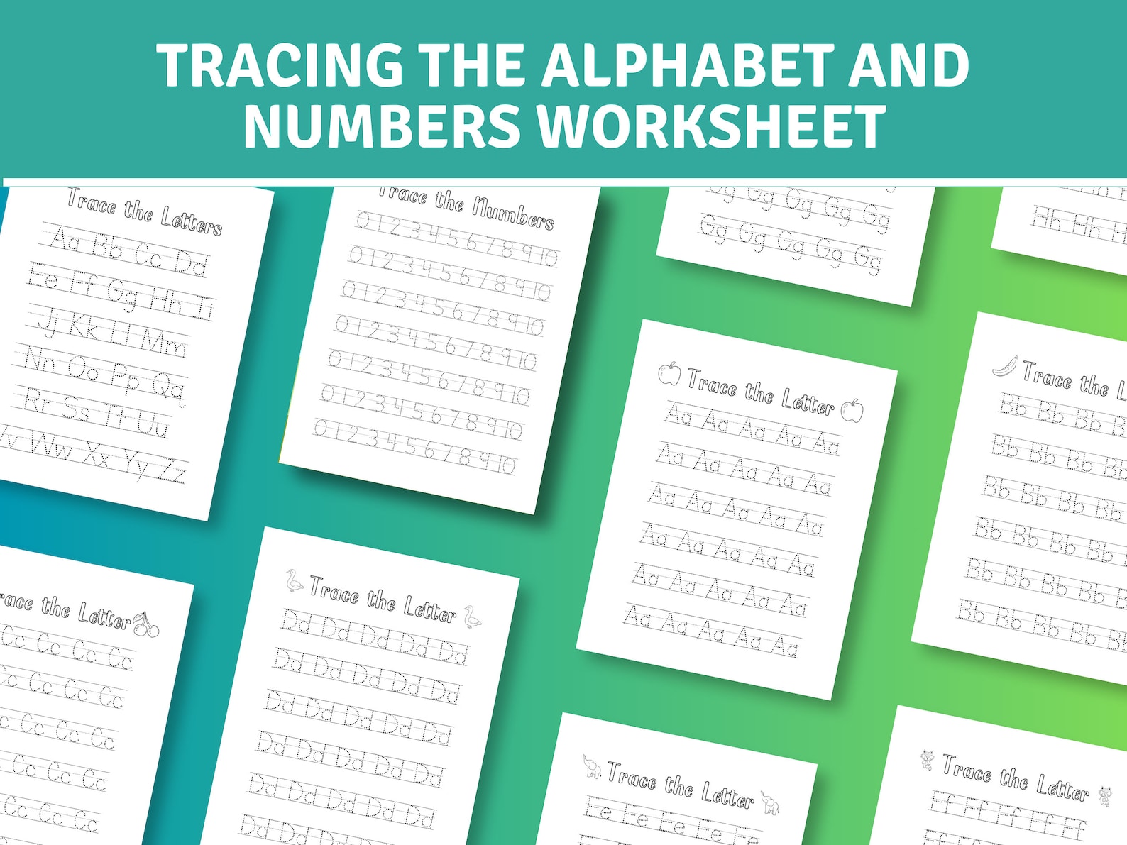 38 Page Printable Trace the Alphabet & Numbers 1-10, Trace Letters and ...