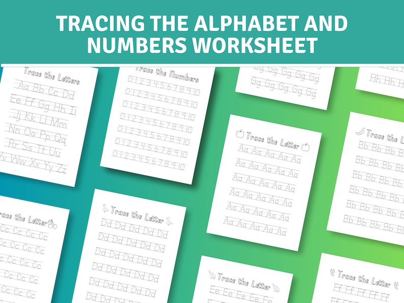38 Page Printable Trace the Alphabet & Numbers 1-10, Trace Letters and ...