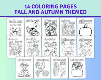 Printable Kids Fall Coloring Activity Pages Toddlers Autumn Digital ...