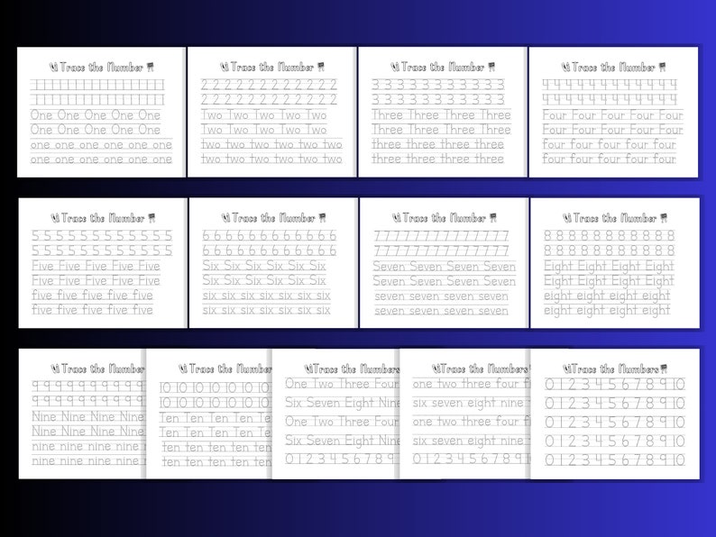 13 Page Printable Writing and Spelling Numbers 1-10, Trace Numbers ...