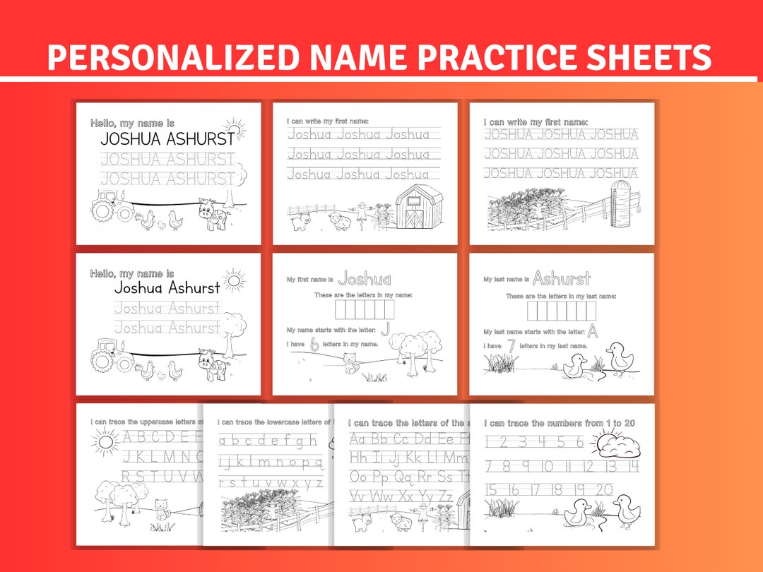 10-page Custom Personalized Name Tracing, Handwriting, Name Writing ...